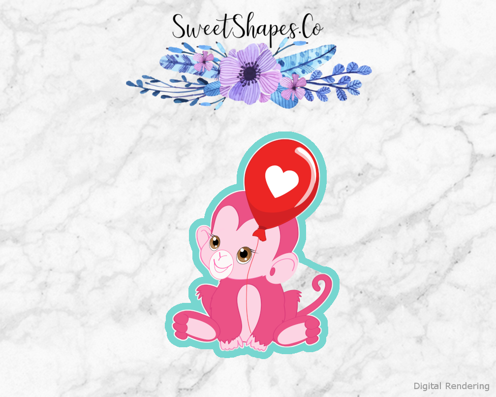 Baby Chimp With Balloon Cookie Cutter – SweetShapes.Co