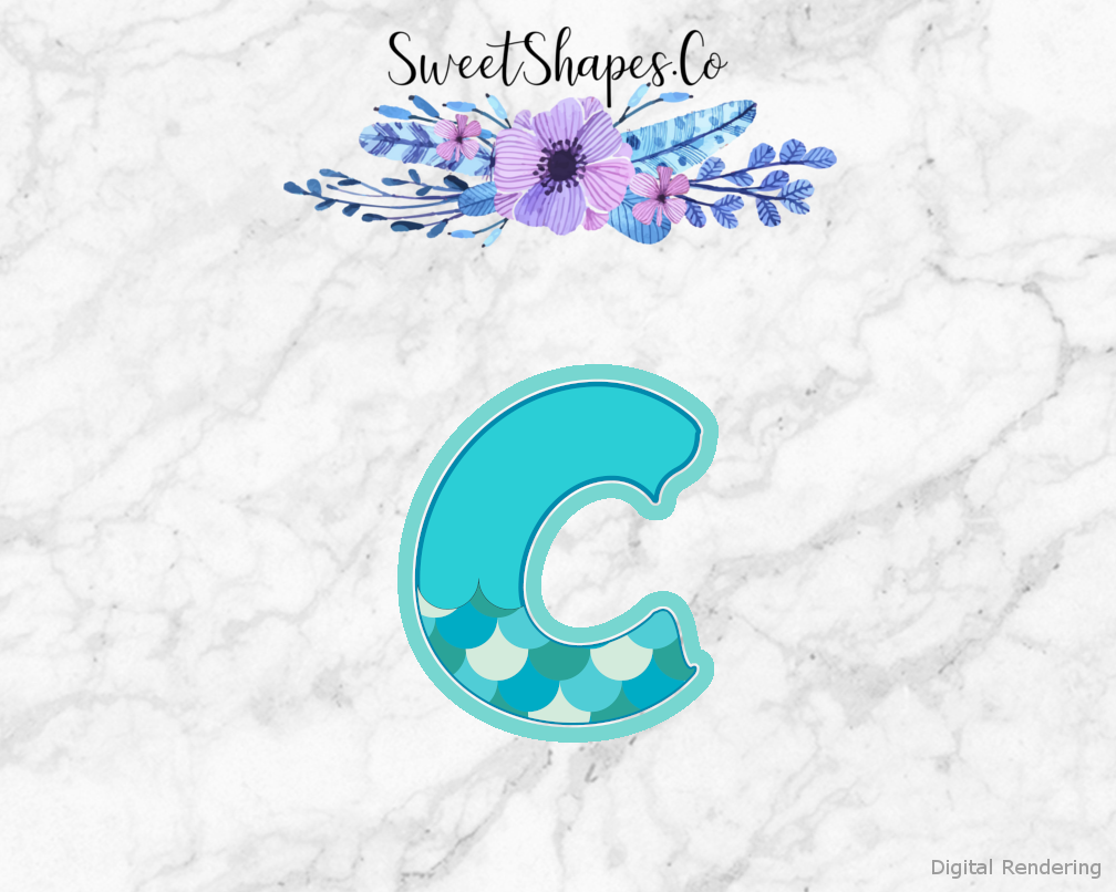 Mermaid Alphabet Letter C Cookie Cutter – SweetShapes.Co