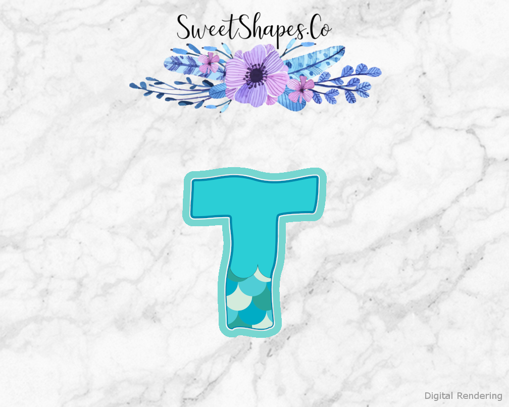 Mermaid Alphabet Letter T Cookie Cutter – SweetShapes.Co