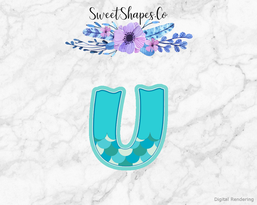 Mermaid Alphabet Letter U Cookie Cutter – SweetShapes.Co